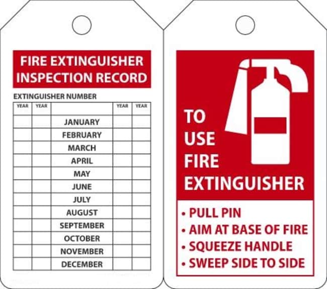 Accuform Signs To Use Fire Extinguisher Tags Front: To Use Fire ...