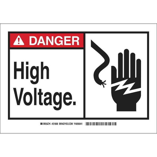 Brady Electrical Safety Label: Self-Sticking Polyester: HIGH VOLTAGE ...