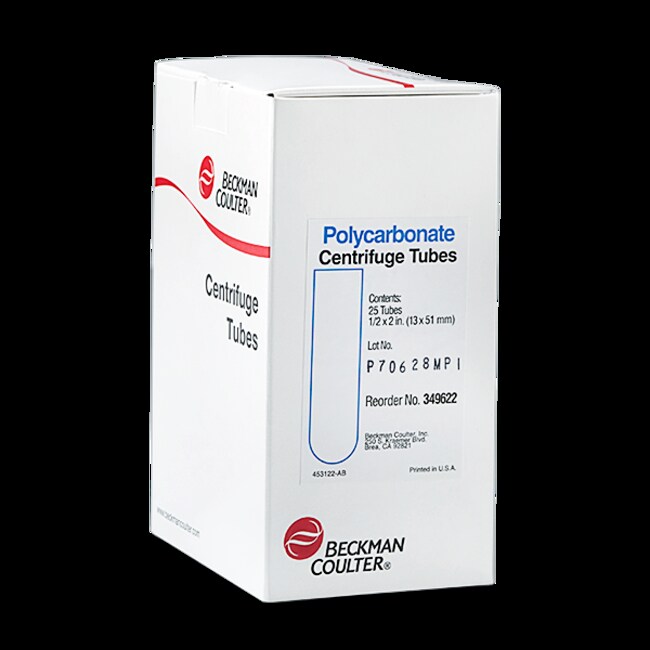 Beckman Coulter TUBES PC TK WALL 13X51MM (BOX-25), Quantity: Pack of 25 ...