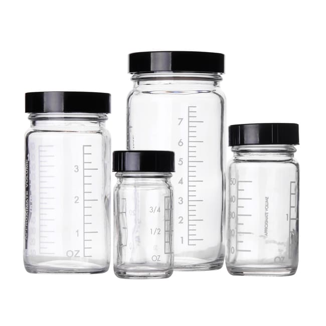 Fisherbrand™ Clear Graduated Glass Bottles with Black Phenolic Caps ...