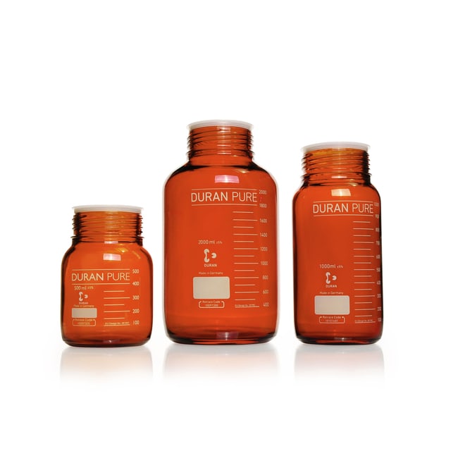 DWK Life Sciences DURAN™ PURE GLS 80™ Bottle, Amber, wide mouth 500 mL ...