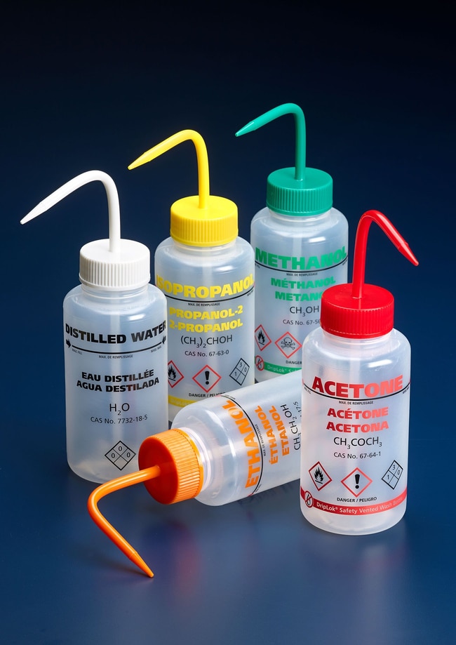 Azlon™ USA OSHA Vented Wide Mouth Wash Bottles Description: Label ...