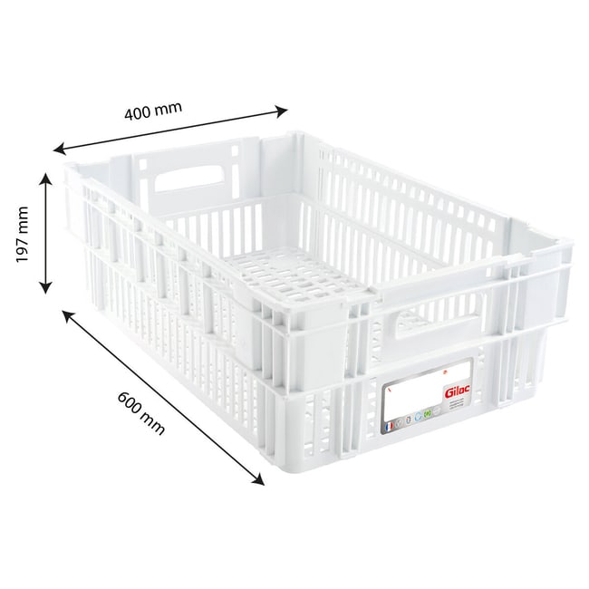 Gilac HACCP Nesting Stacking Perforated Crate Dimensions (L x W x H ...