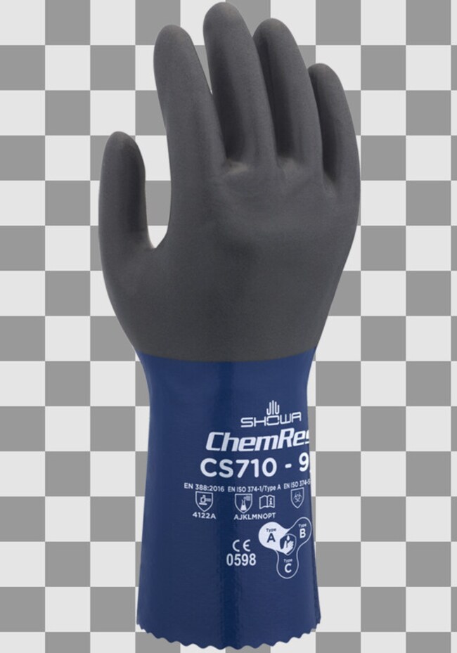SHOWA Blue Chemical Resistant Gloves, Model CS710 | Fisher Scientific