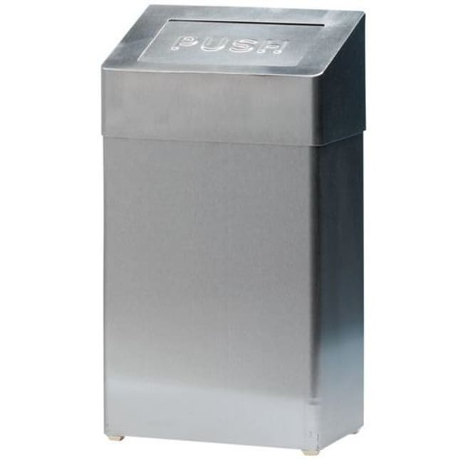 Waste bin with rocker lid 50 l aluminum | Fisher Scientific