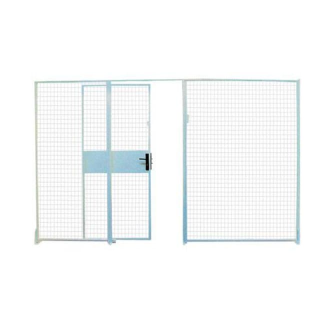 Manutan Modular wire mesh partition, Type of door: sliding, crossing ...