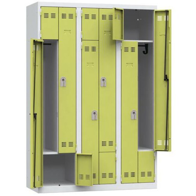 L-shaped locker, 3 columns, 400 mm, aniseed coloured keys | Fisher ...