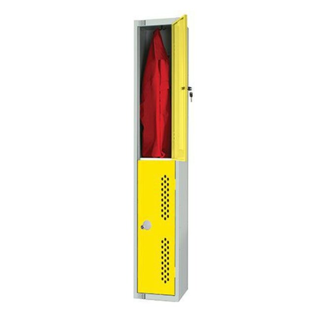 Manutan Yellow 2 Door Perforated Locker 1830x300x300mm Cylinder Lock ...