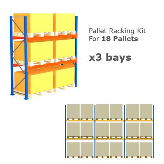 Manutan Pallet Racking Kit 3000h x8503w x900d 2 Levels 18Pallets ...