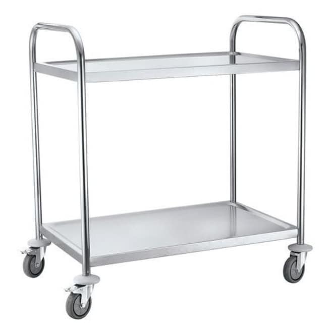 Manutan Trolley with shelves in stainless steel - 2 shelves - max. load ...