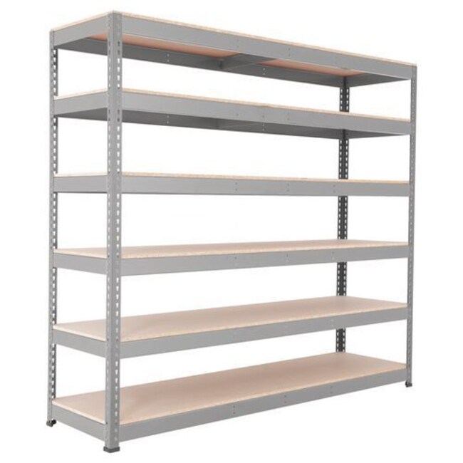 Manutan Rapid1 2440h x 2134w x 455d Grey 6 Chipboard shelves, Quantity ...