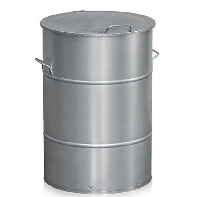 Manutan Barrel with lid 160 l Galvanized, carrying handle, Quantity ...