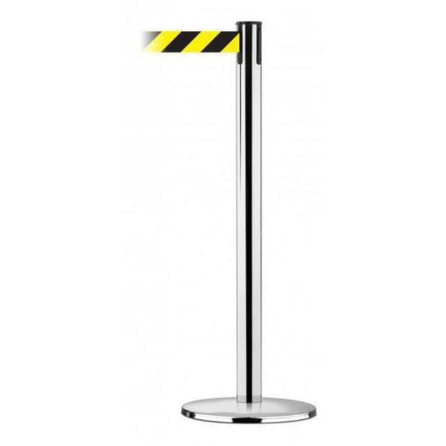Tensabarrier barrier bar 3.65 m chrome post black/ yellow diagonal ...