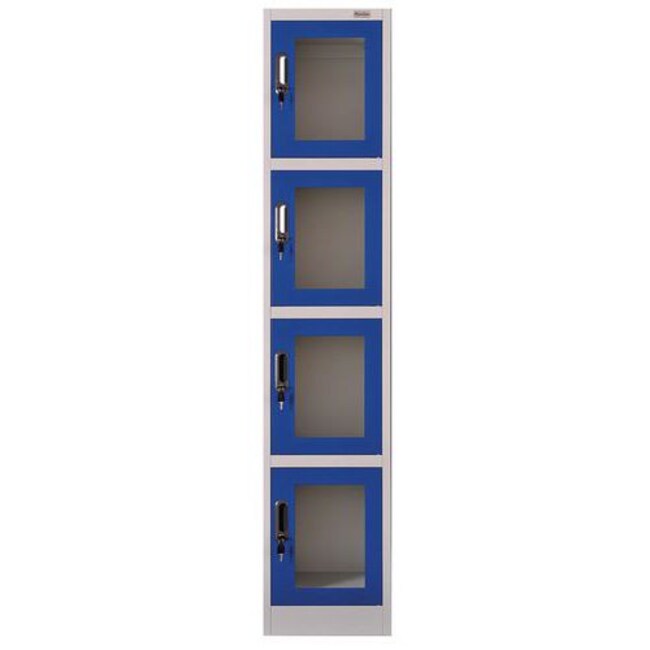 Manutan Locker with 4 compartments and clear doors, to beassembled ...