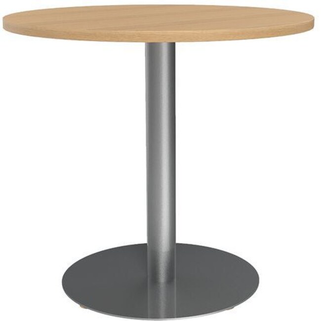 Manutan Conference table, round, 80 cm, bell-shaped base oak/aluminium ...