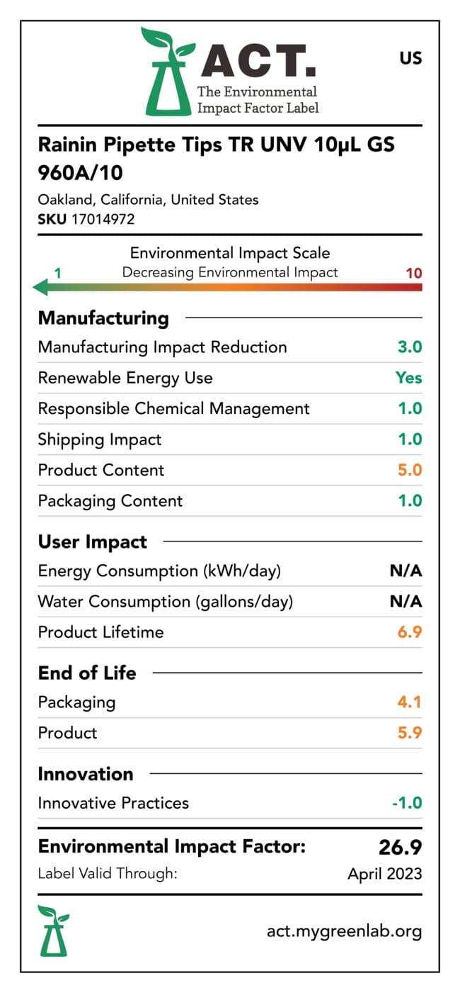 MT Rainin X960 Tips 0.1-10uL Sterile Trad Racked SG, Quantity: Pack of ...