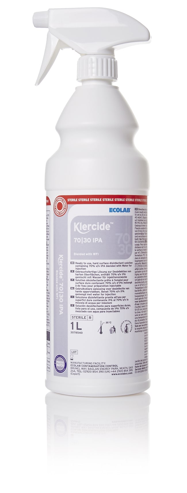 Ecolab Klercide 70/30 IPA Blended with Water for Injection 6 x 1 L ...