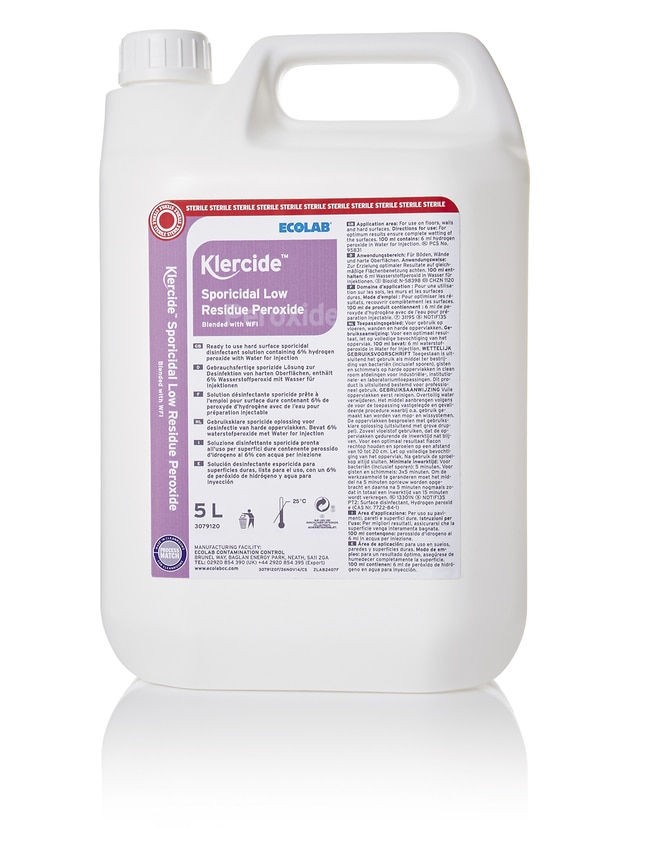 Ecolab Klercide Sporicidal Low Residue Peroxide Blended with WFI Capped ...