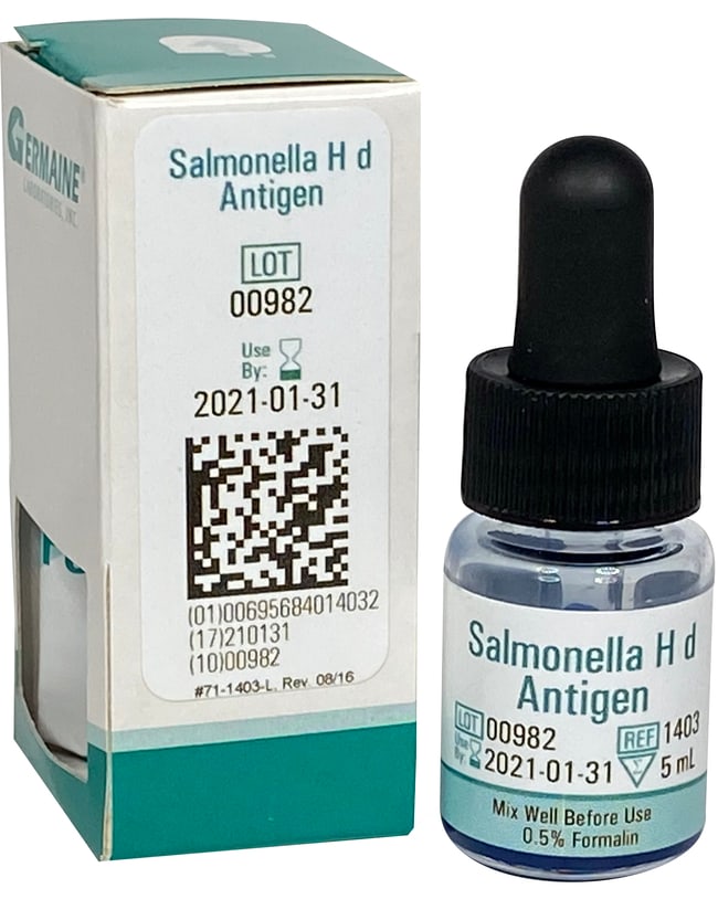 Germaine Laboratories Febrile Antigens For Salmonella H:Microbial ...
