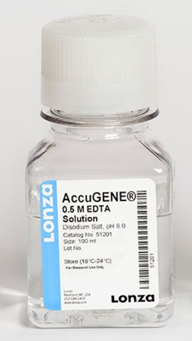 Lonza AccuGENE 0 5 M EDTA Solution EDTA 100mL PCR Equipment And Lonza AccuGENE 0 5 M EDTA Solution EDTA 100mL PCR Equipment And