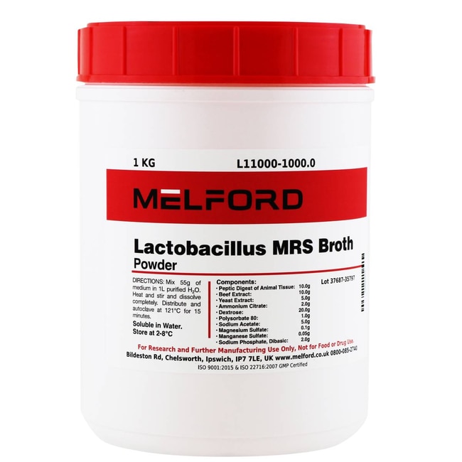 Melford Lactobacillus MRS Broth Powder:Microbiological Media and Media ...