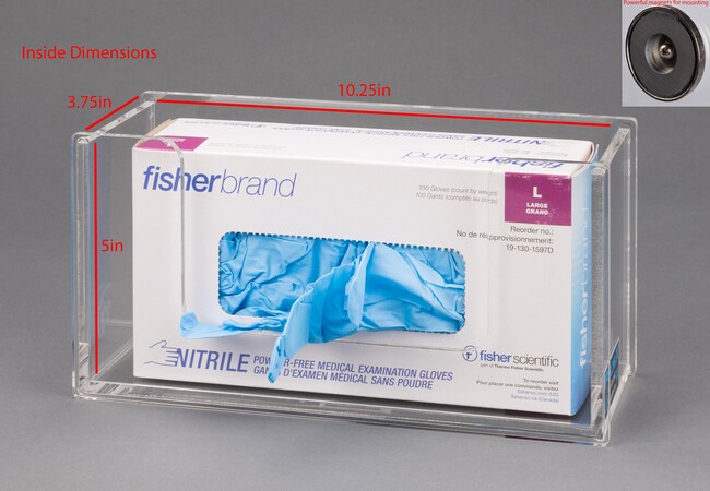 Poltex Acrylic Glove Box Holder Holds: 1 box; Magnet mount:Gloves ...