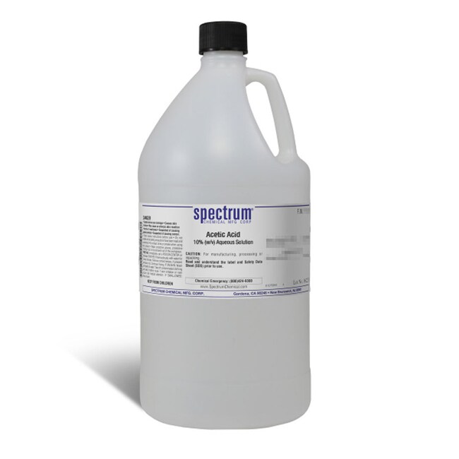 Acetic Acid, 10% (w/v) Aqueous Solution, Spectrum Chemical, Quantity: 4 ...