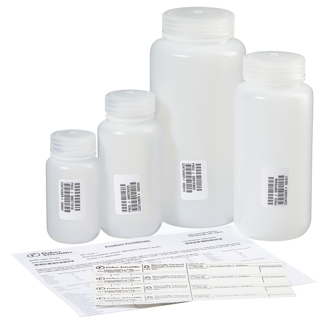 Fisherbrand™ Pre-Cleaned Wide Mouth Leakproof Bottles | Fisher Scientific