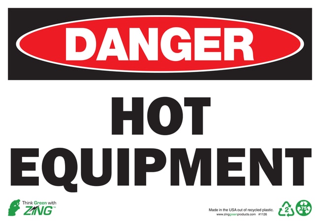 ZING Enterprises Eco Safety Sign, DANGER Hot Equipment Material: Self ...