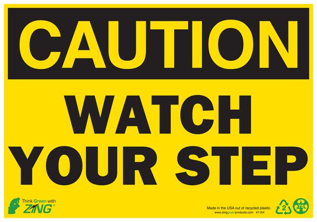 ZING Enterprises Eco Safety Sign, CAUTION Watch Your Step Material ...