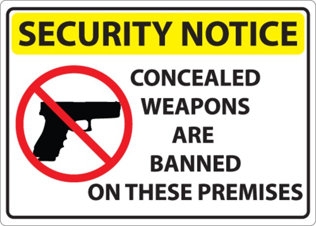 ZING Enterprises Concealed Carry Sign, Security Concealed Weapons ...