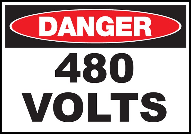 ZING Enterprises Eco Safety Sign DANGER, 480 VOLTS Self-Adhesive 7 in ...