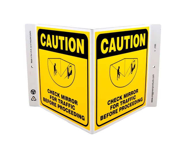 ZING EnterprisesEco Safety Projecting Sign, Check Mirror For Traffic ...