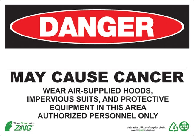 ZING Enterprises Eco GHS Sign, DANGER, Blank, Cancer Material: Plastic ...
