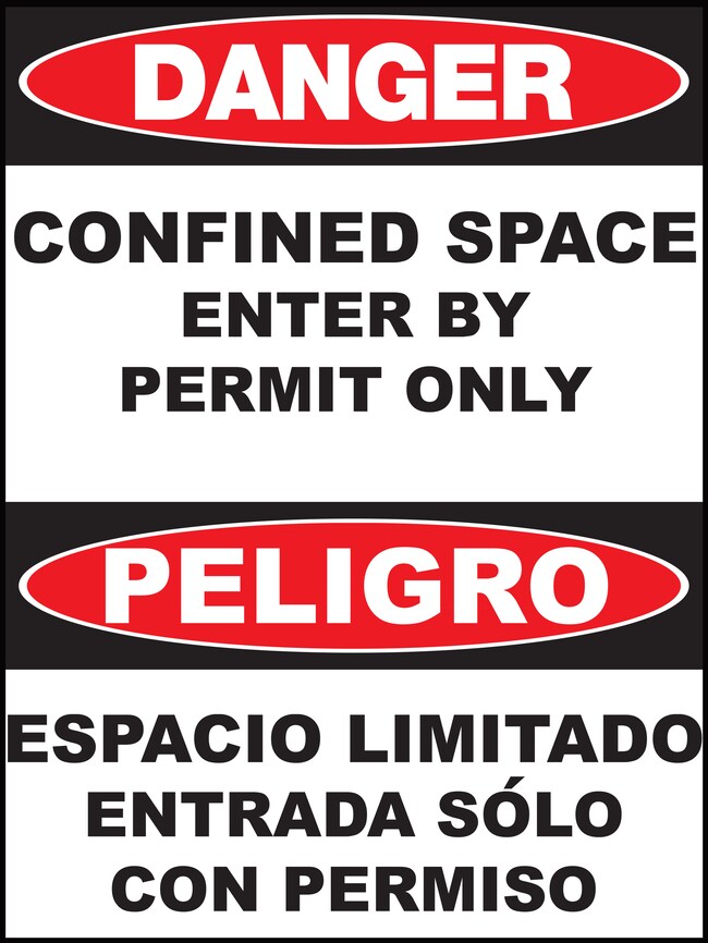 ZING Enterprises Eco Safety Sign Bilingual, DANGER, Confined Space ...