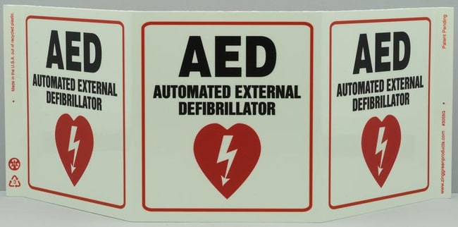ZING Enterprises Eco Safety Tri View Sign, AED Material: Glow Plastic ...