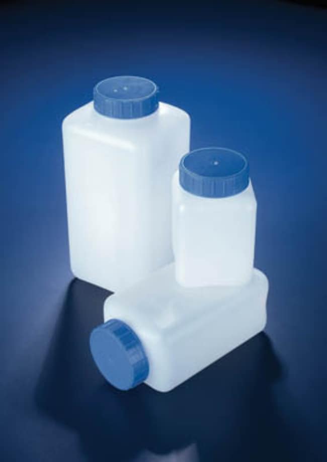 Azlon Azlon HDPE Translucent Graduated Square Bottles with Blue Screw ...