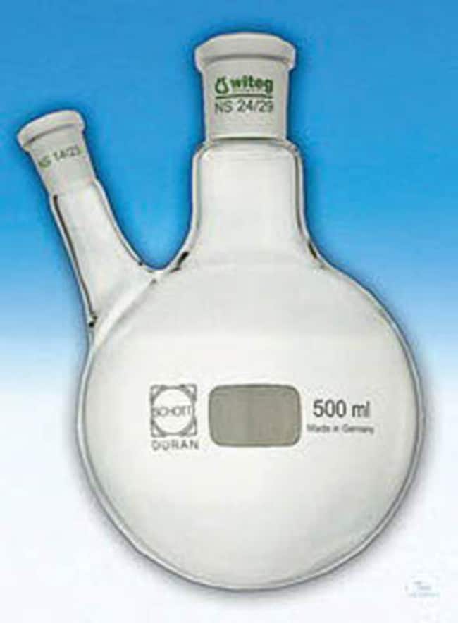 Witeg Matraces de fondo redondo con dos cuellos de vidrio de ...