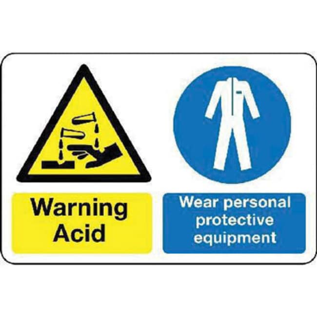 Manutan Warning acid sign. 300 x 200mm. Stoved aluminium, Quantity ...