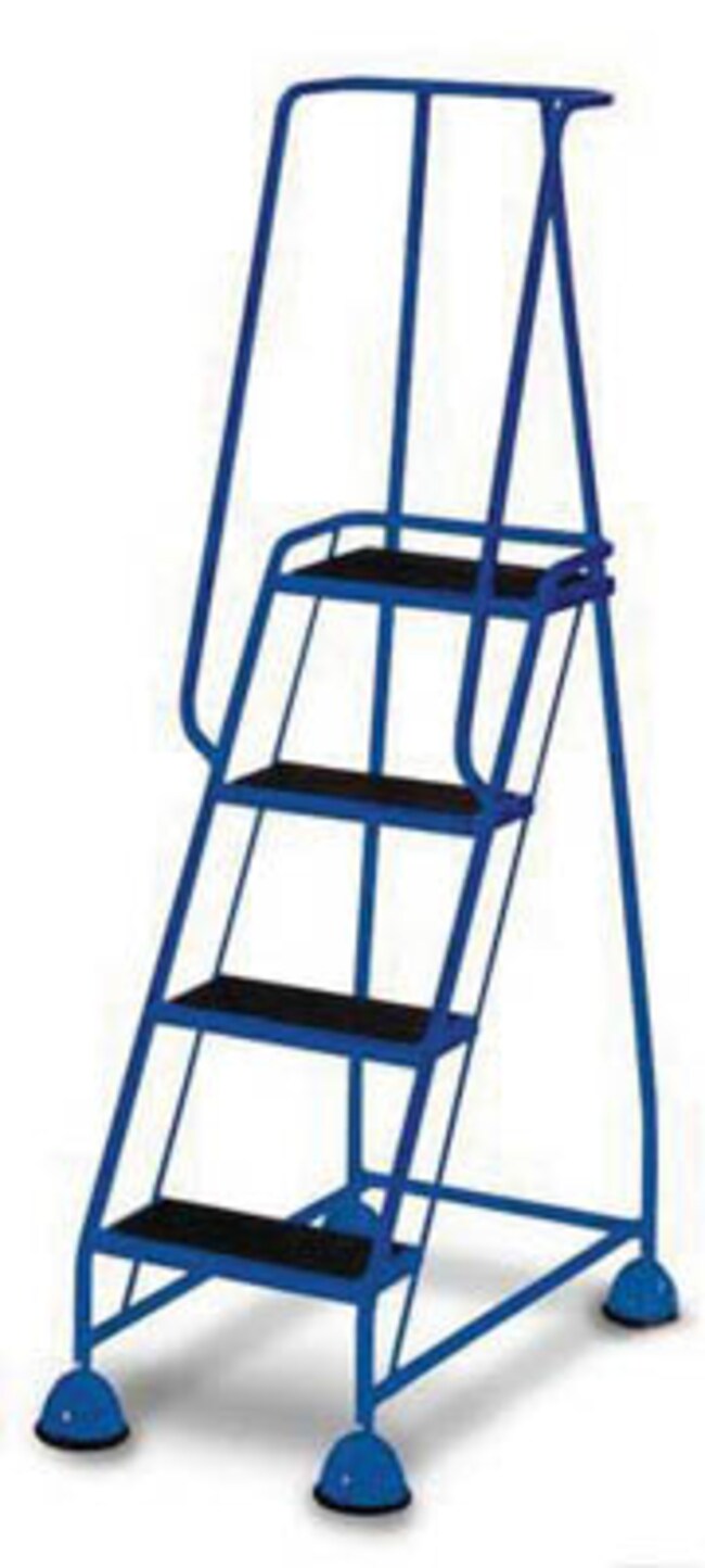 Manutan Rubber ribbed mobile step, blue, four step with handle:Facility ...