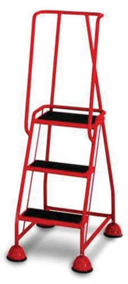 Manutan Anti-slip mobile steps, red, three step, with handle Ladders ...