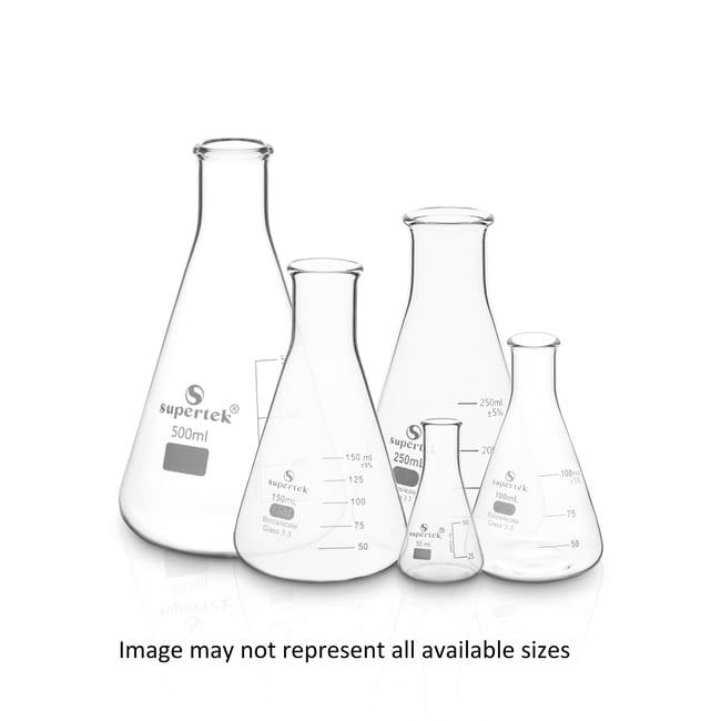 Supertek Clear Glass Erlenmeyer Graduated Flasks with Enameled Area for ...