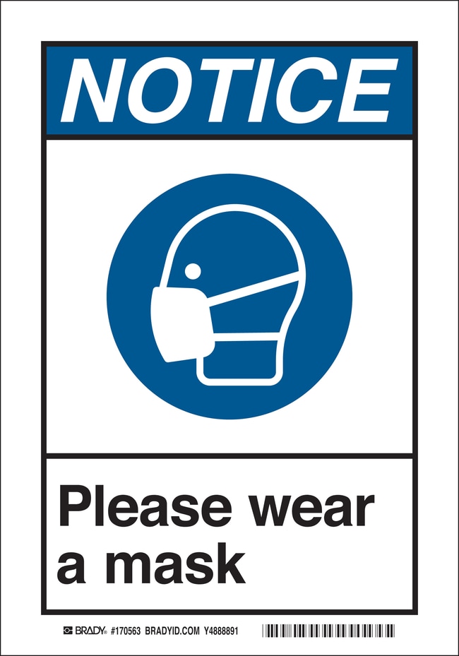 Brady Please Wear A Mask Sign:Facility Safety and Maintenance:Signs and ...