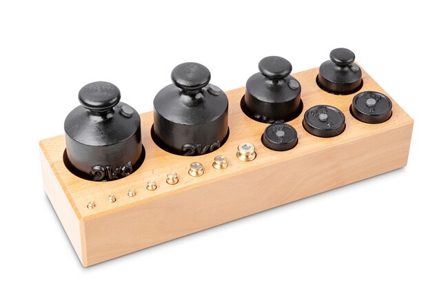 Kern Sohn OIML Class M3 Weight Set, Wooden Block 1 g to 2 kg; Brass ...