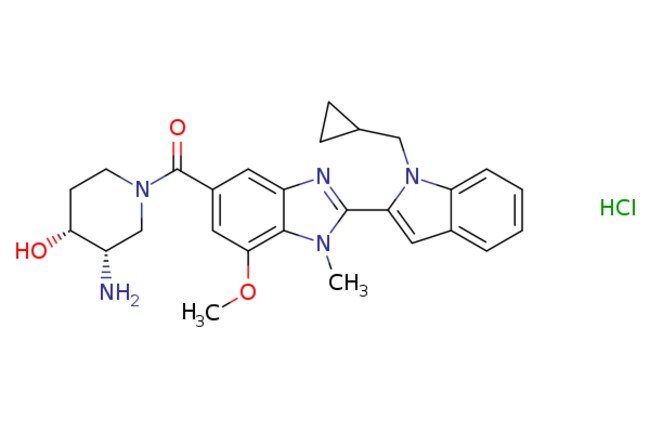 eMolecules ((3S,4R)-3-Amino-4-hydroxypiperidin-1-yl)(2-(1-(cyclopropylmethyl)-1H-indol-2-yl)-7 ...