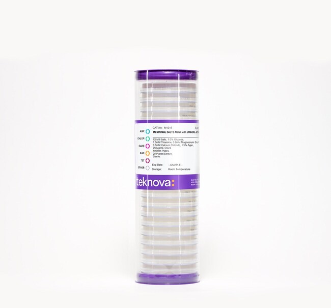 Teknova M9 Minimal Salts Agar Plates with Uracil-250. 100mm plates. 20 ...