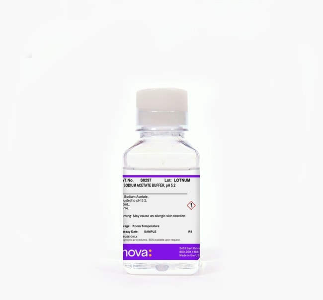 Teknova 3M Sodium Acetate Buffer, pH 5.2. 250mL, Sterile. 8/UN2790/III ...