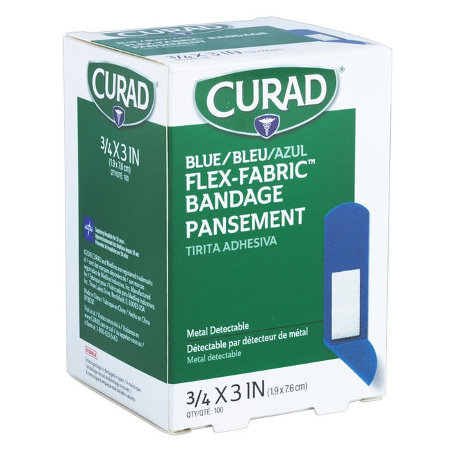 Med Vet International Food Service Adhesive Bandages, 3/4" x 3", Blue ...