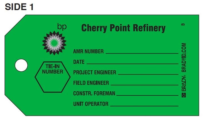 Brady Cherry Point Refinery Tag Quantity: 1000/Pk:Facility Safety and ...