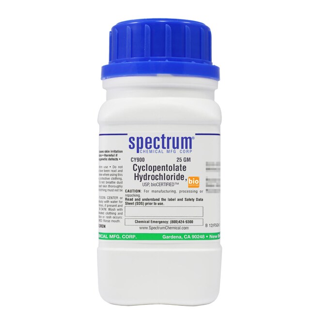 Cyclopentolate Hydrochloride, USP, bioCERTIFIED , 25 g, Spectrum ...